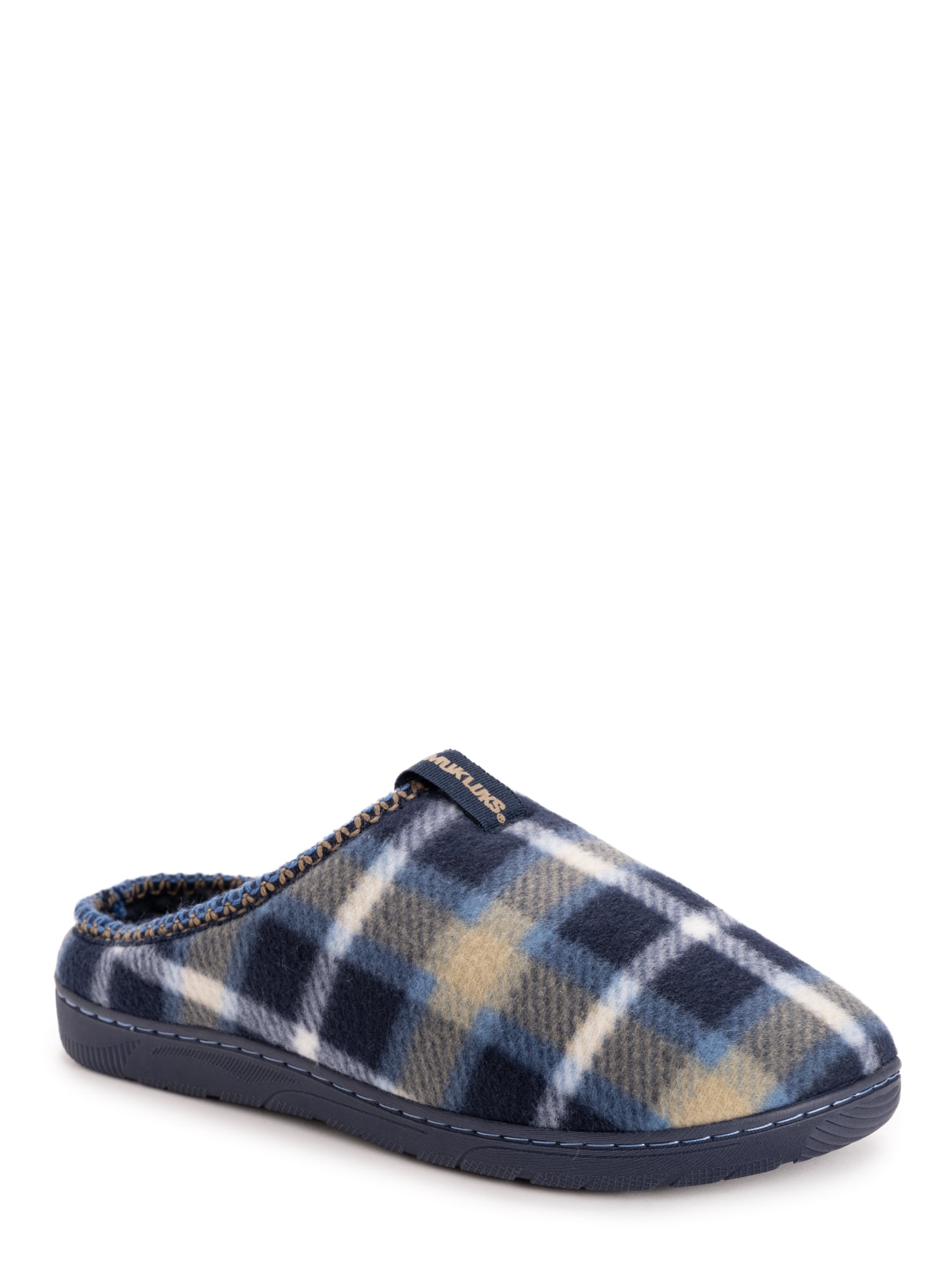 MUK LUKS Men's Plaid Fleece Comfort Clog Slipper - Walmart.com