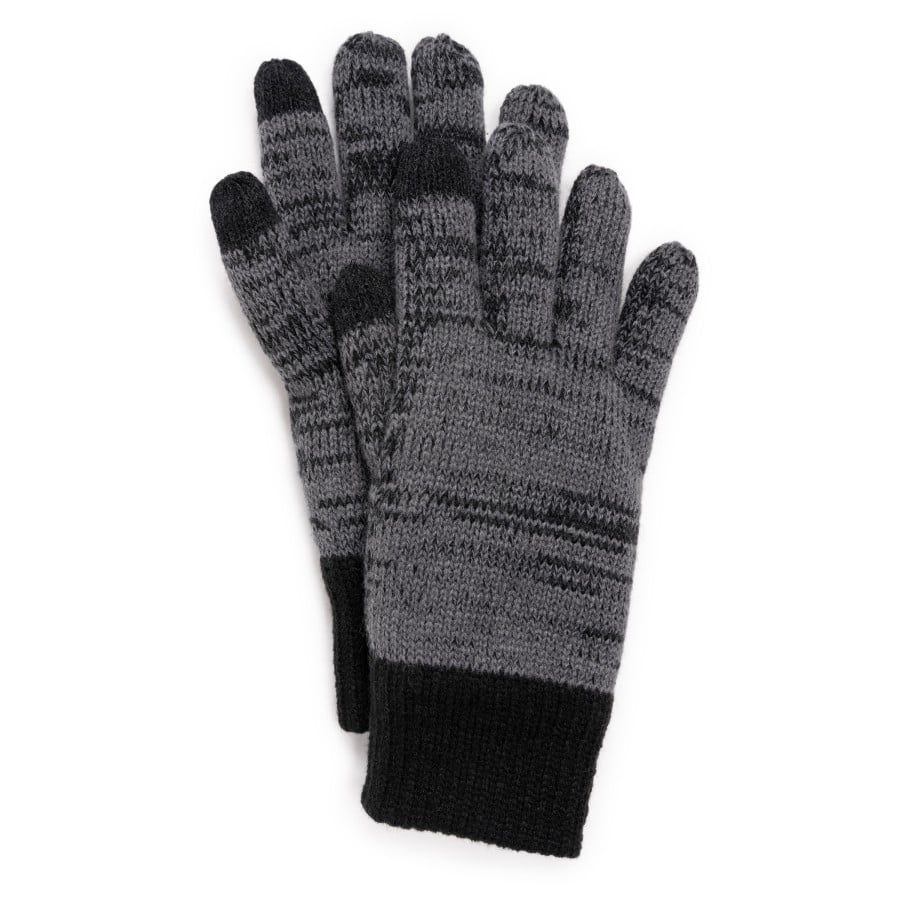 MUK LUKS Men's Heat Retainer Gloves, Pewter/Ebony Marl, OS - Walmart.com