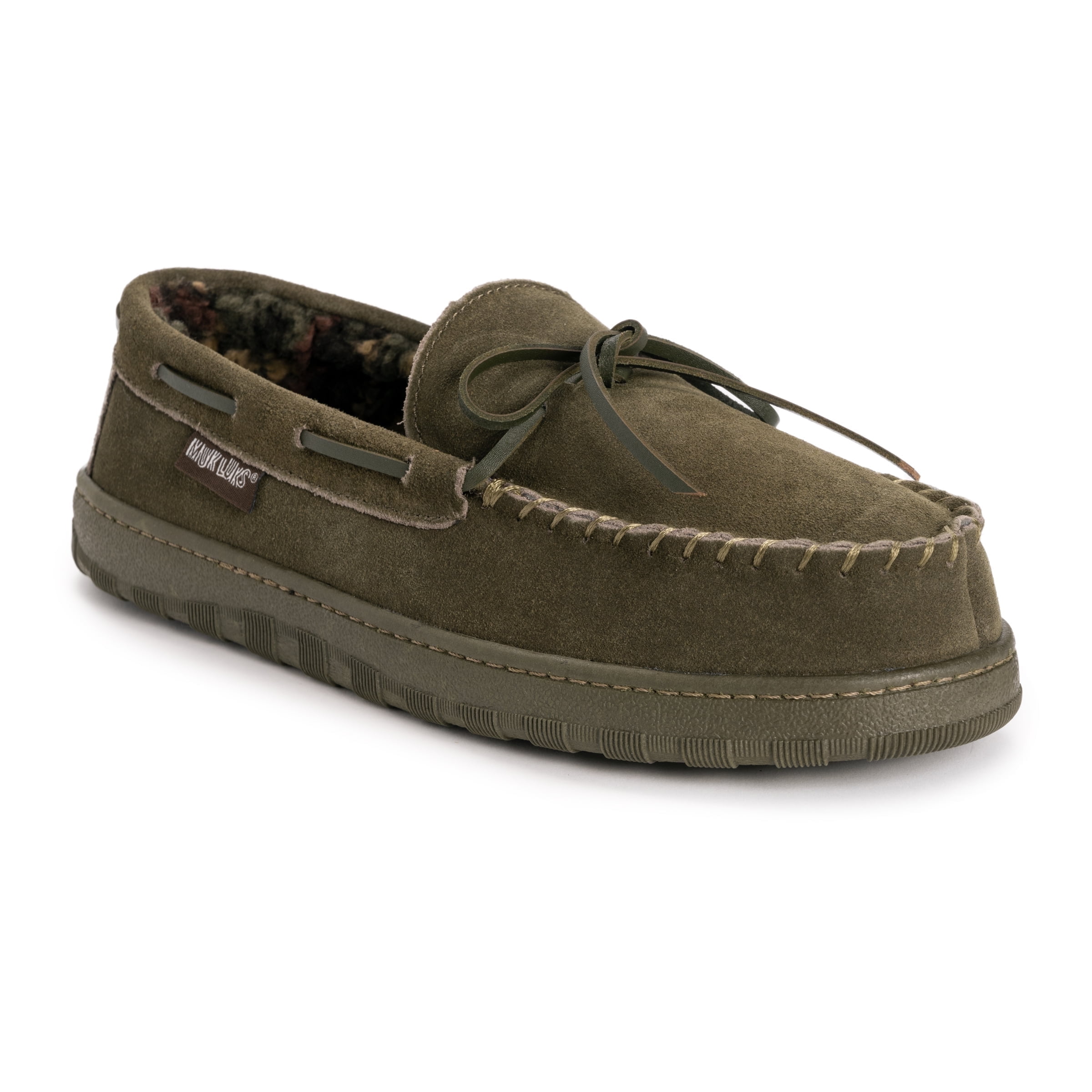 MUK LUKS Men's Paul Printed Berber Suede Moccasin Slippers - Walmart.com