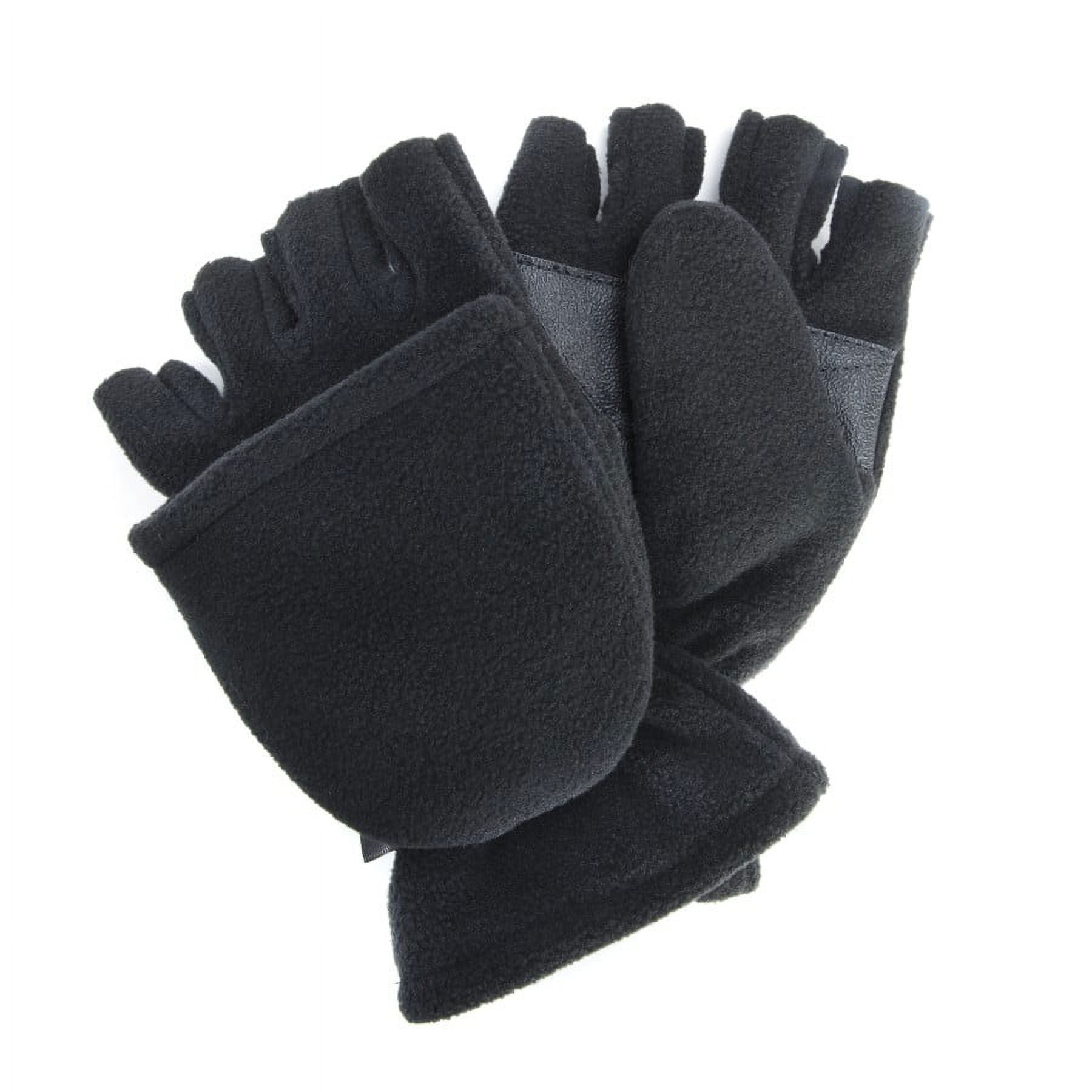 MUK LUKS Quietwear Men's Waterproof Fleece Flip Mittens, Black, Large ...