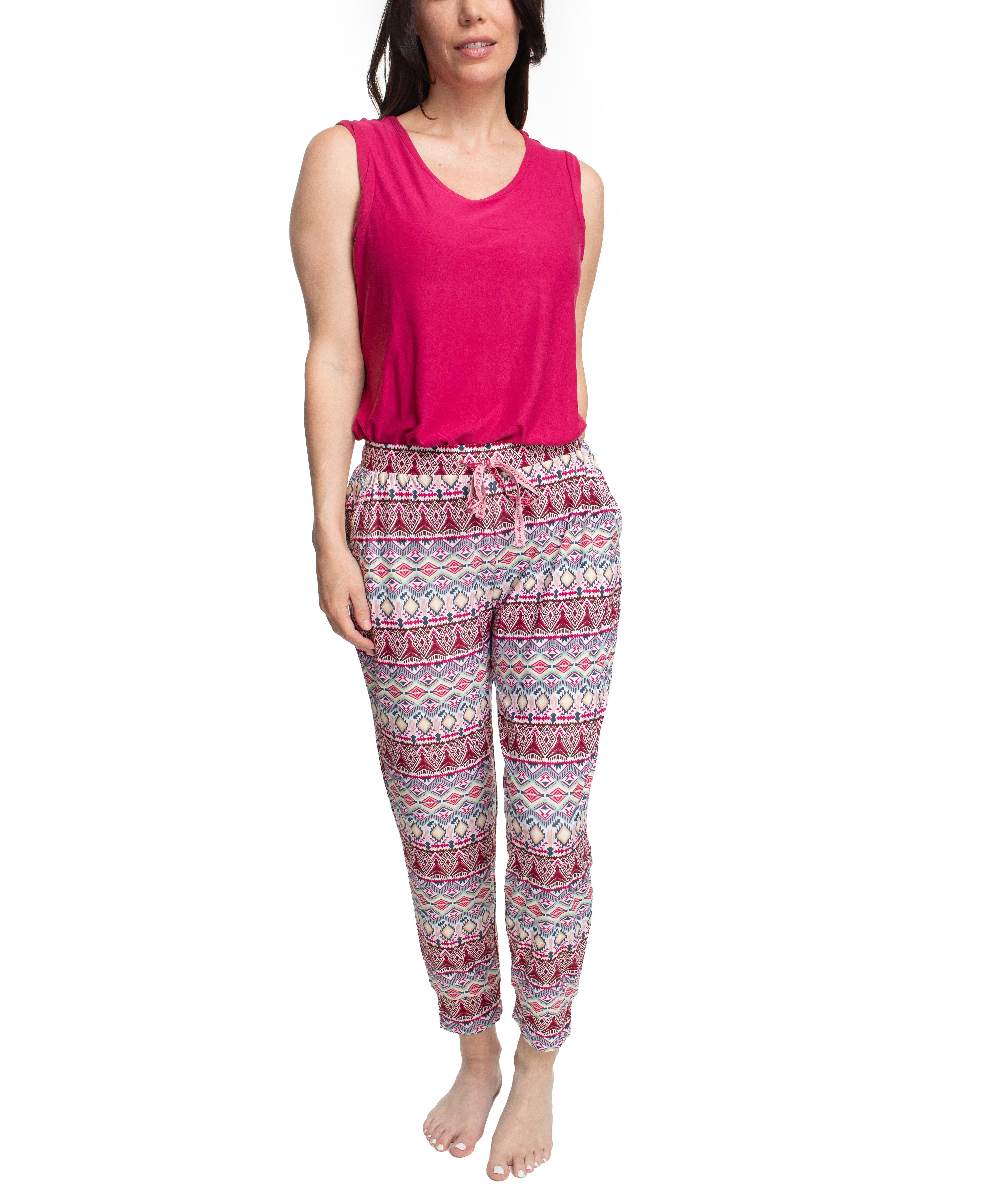 MUK LUKS Tank and Jogger Pajama Set, Raspberry/Ikat, 4X - Walmart.com