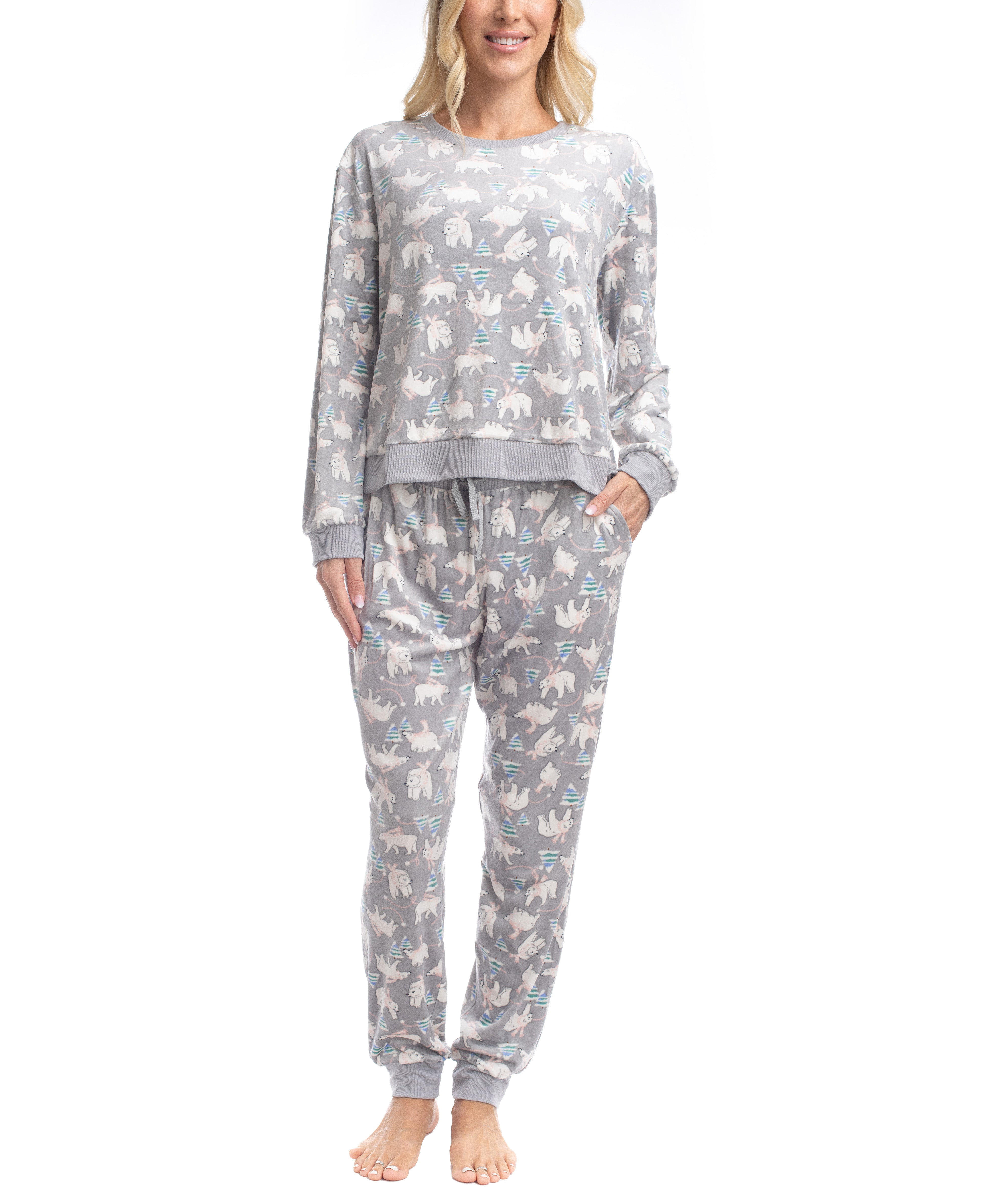 MUK LUKS Women's 2 Piece Pajama Set, Long Sleeve Shirt and Joggers ...