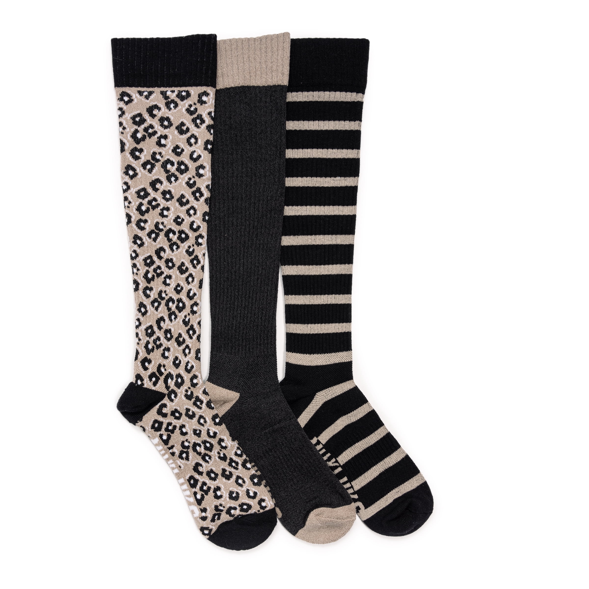 MUK LUKS Women's 3 Pack Tall Cotton Compression Knee-High Socks ...