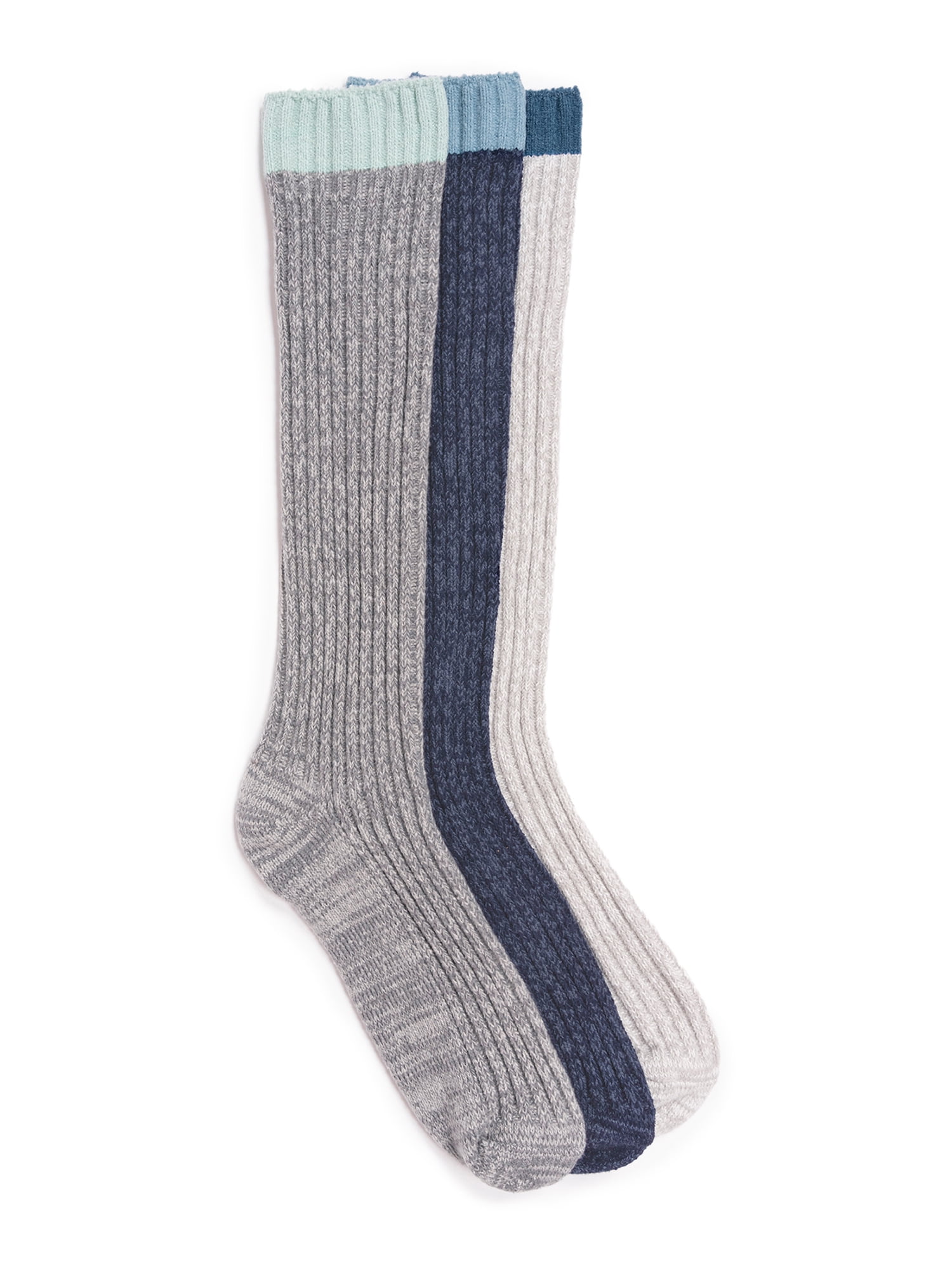 MUK LUKS Women's 3 Pair Pack Slouch Socks - Cool Tones, OS (6 - 11 ...
