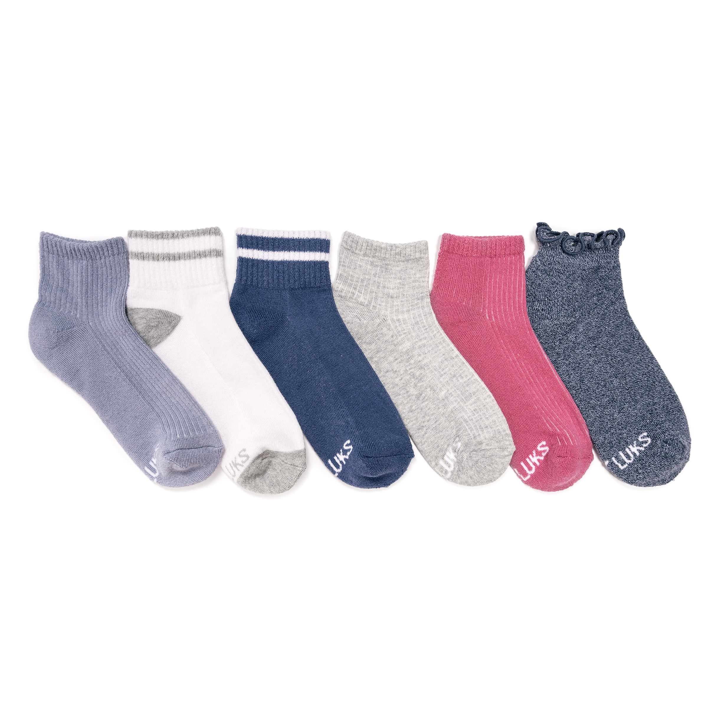 MUK LUKS Women's 6 Pack Dream Mini Crew Sock - Walmart.com