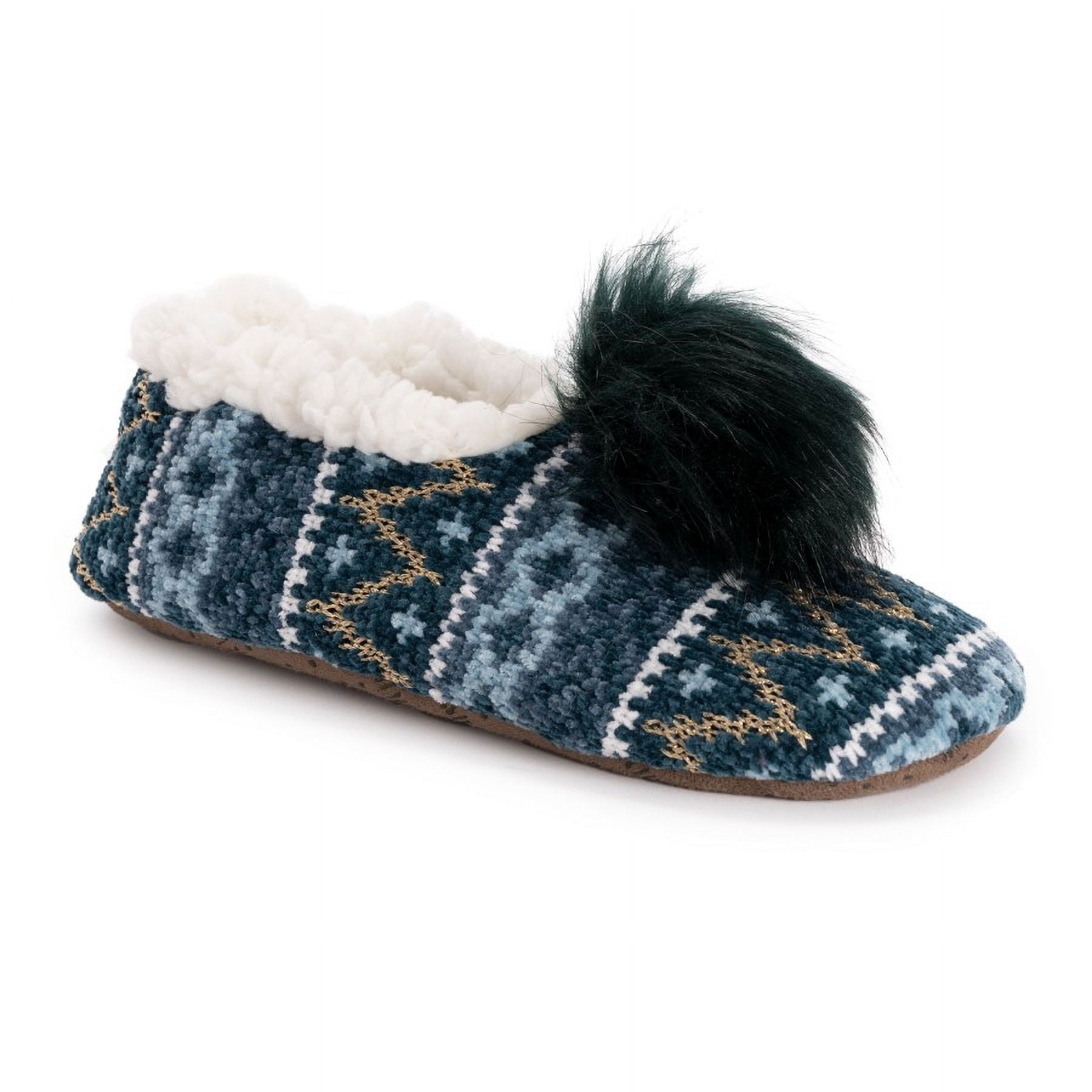 MUK LUKS Women's Chenille Ballerina Slippers - Peacock, L/XL (8-10 ...