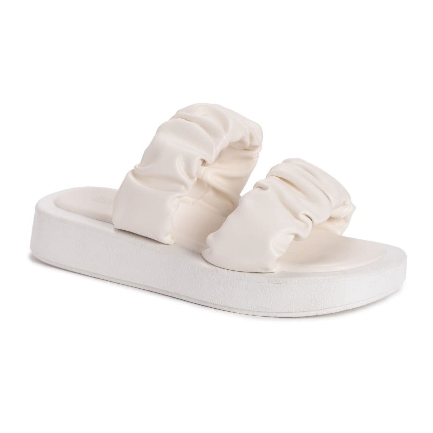 Muk Luks Womens Club South Beach Faux Leather Slip-On Slide Sandals ...