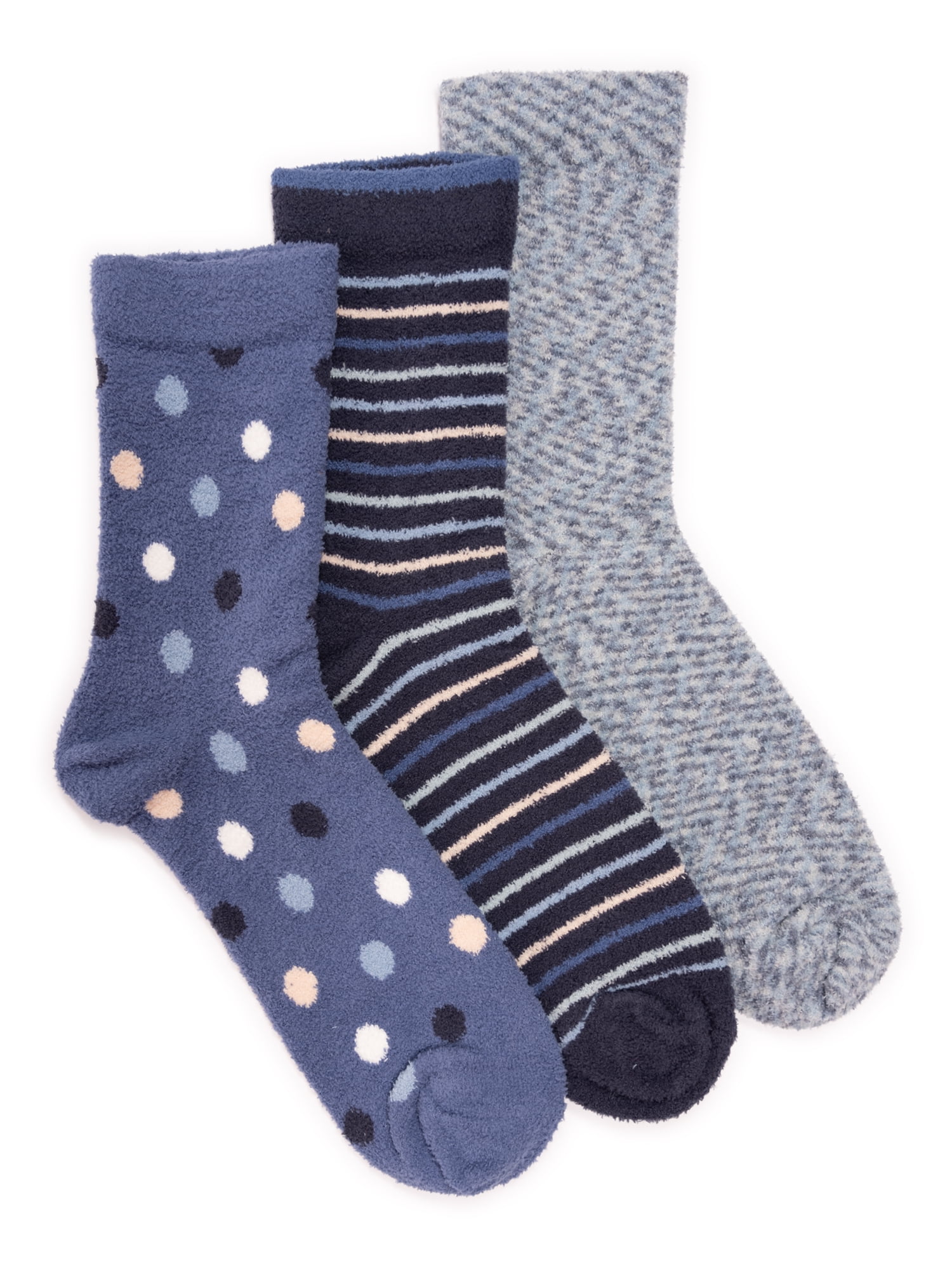 MUK LUKS Women's Cozy Compression Crew Socks, 3-Pack, Shoe Sizes 6-10 ...