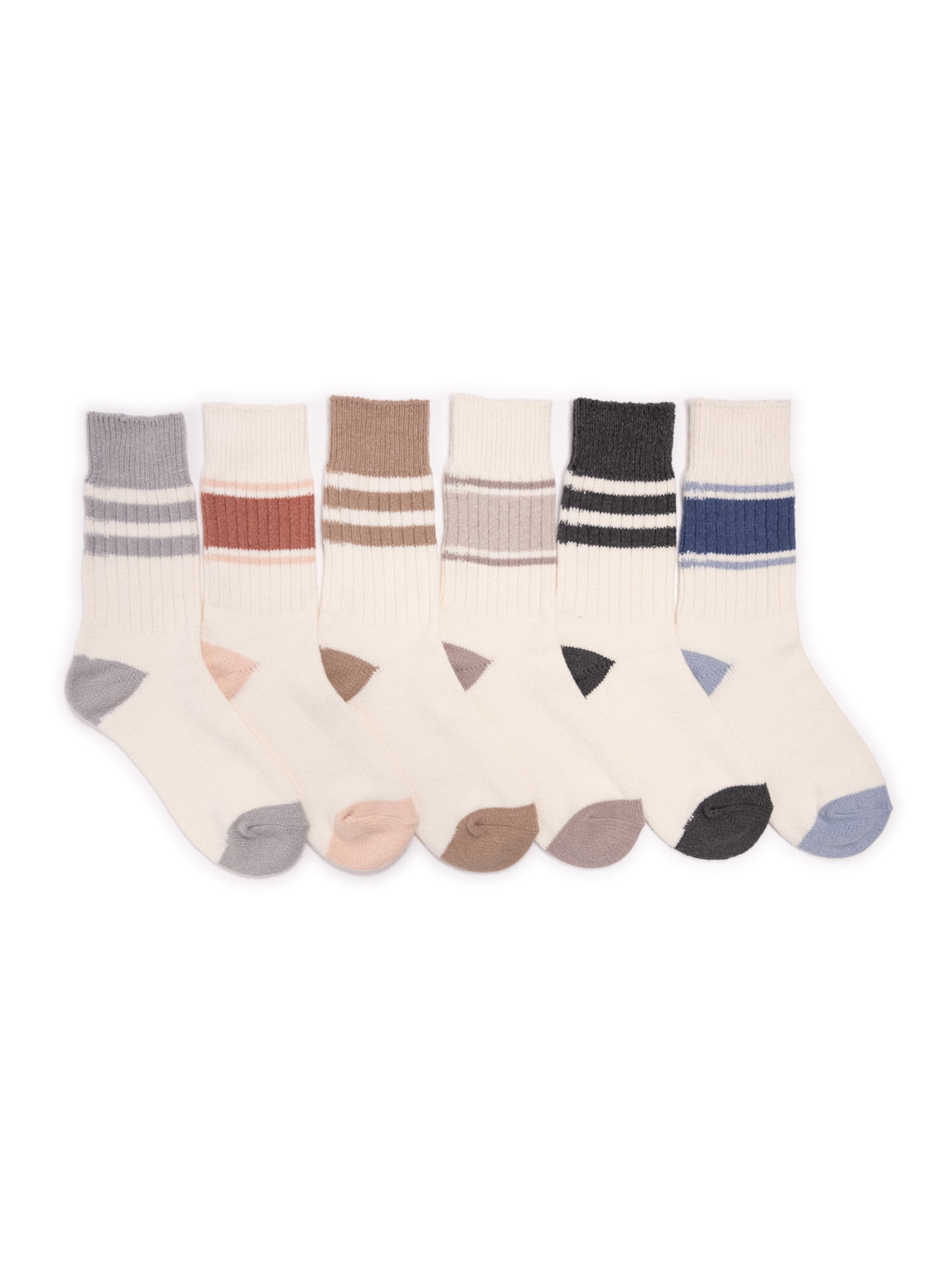 MUK LUKS Women's Crew Boot Socks, 6-Pack, Fits Shoe Sizes 6-11 ...