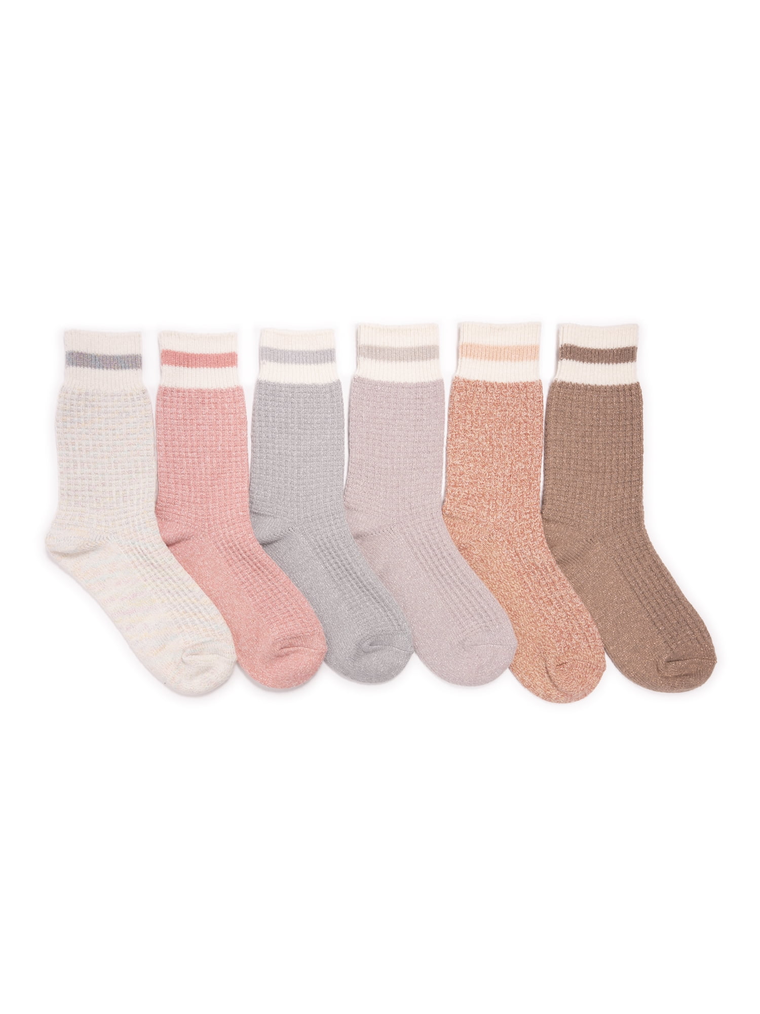 MUK LUKS Women's Crew Boot Socks, 6-Pack, Fits Shoe Sizes 6-11 ...