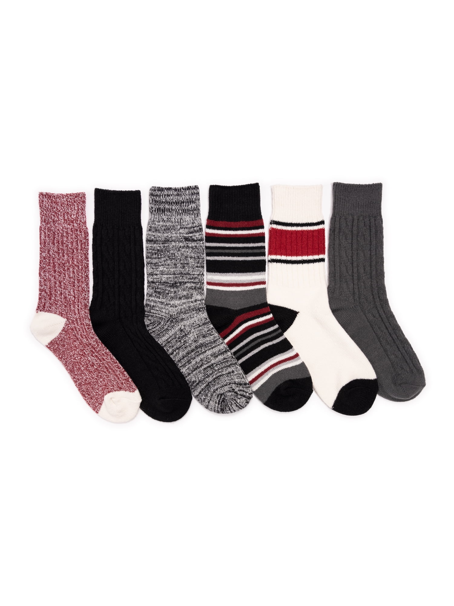 MUK LUKS Women's Crew Boot Socks, 6-Pack, Fits Shoe Sizes 6-11 ...