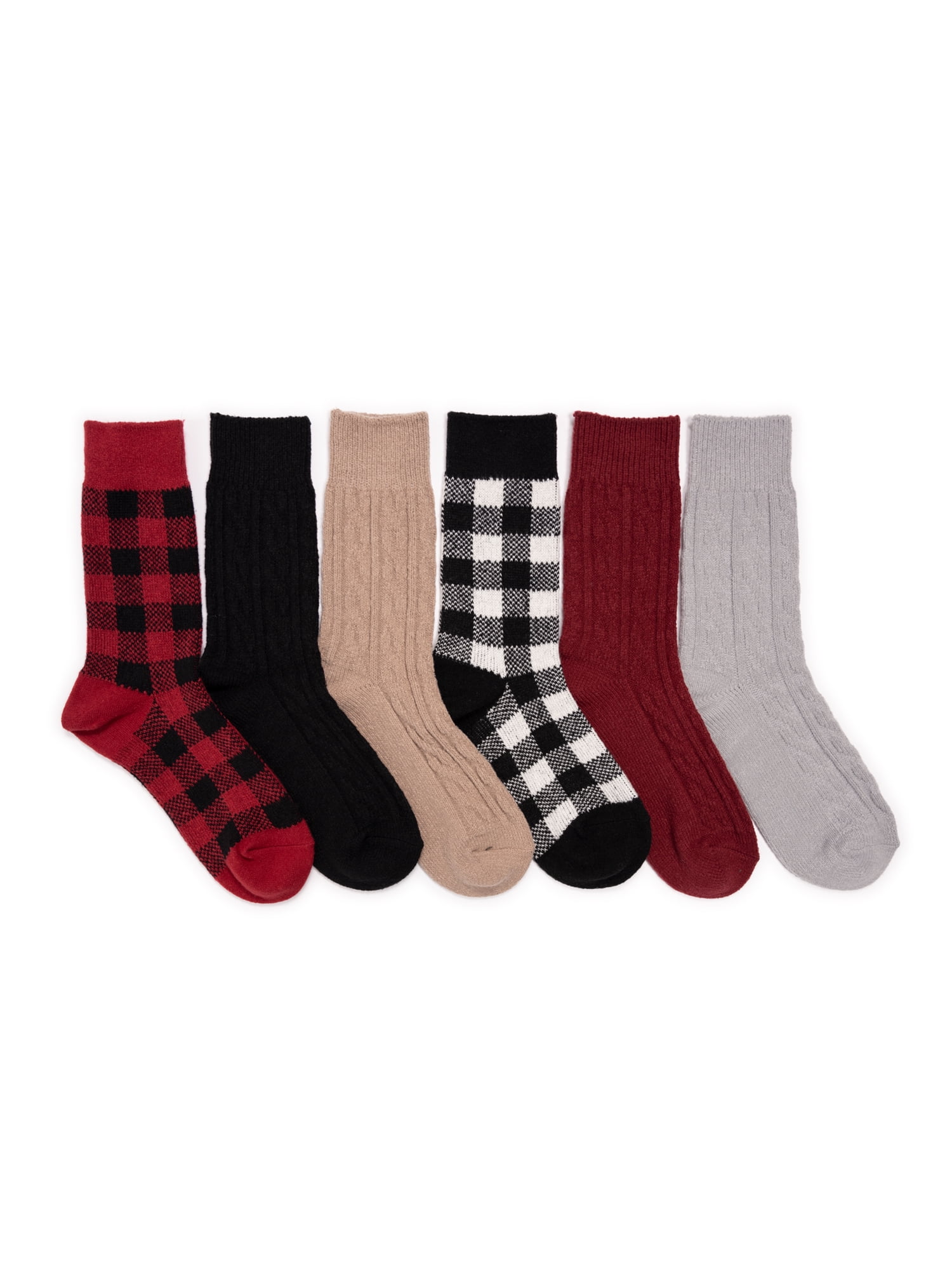 MUK LUKS Women's Crew Boot Socks, 6-Pack, Fits Shoe Sizes 6-11 ...