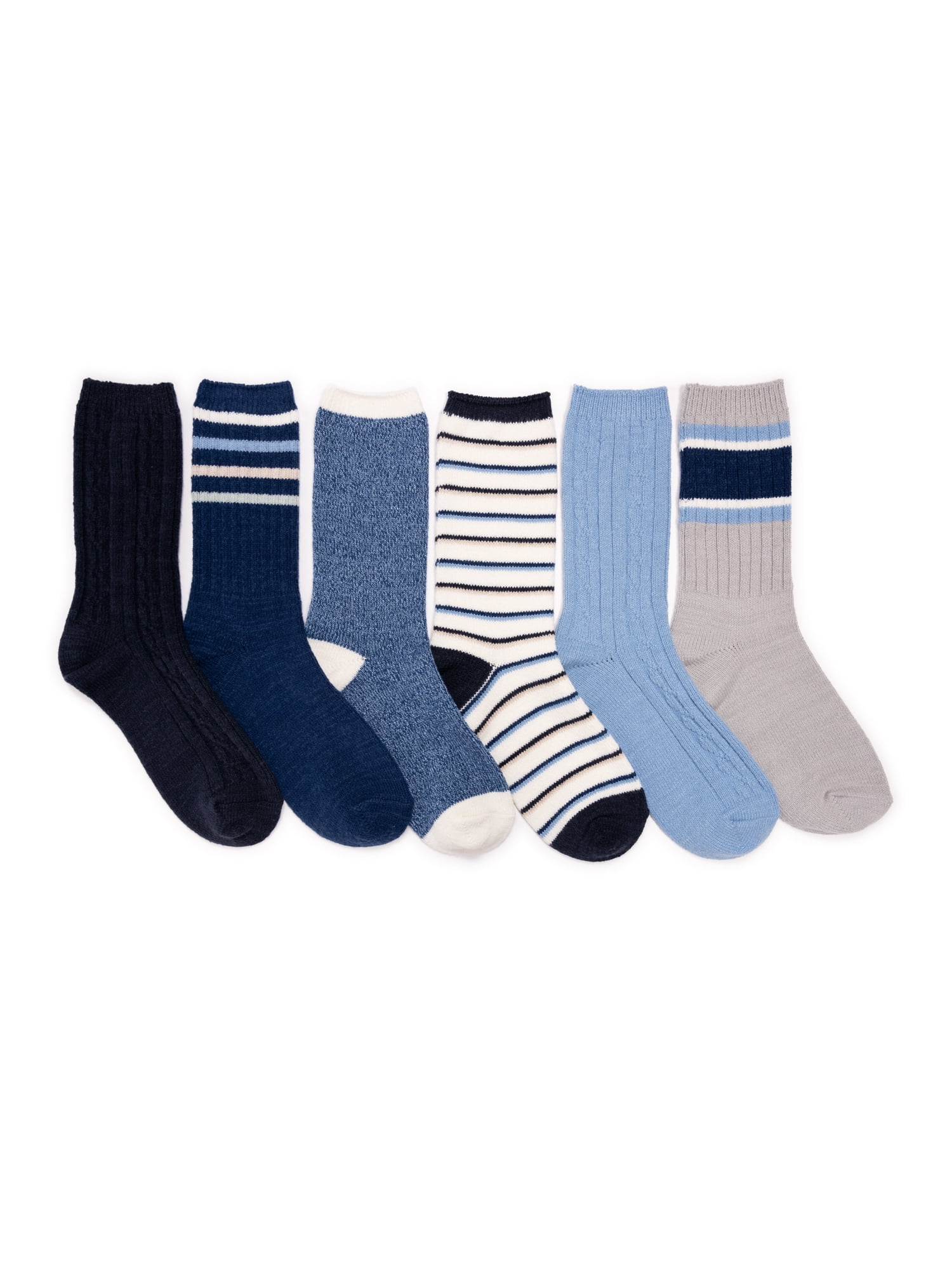 MUK LUKS Women's Fluffy Dream Crew Boot Socks, 6-Pack, OSFM - Walmart.com