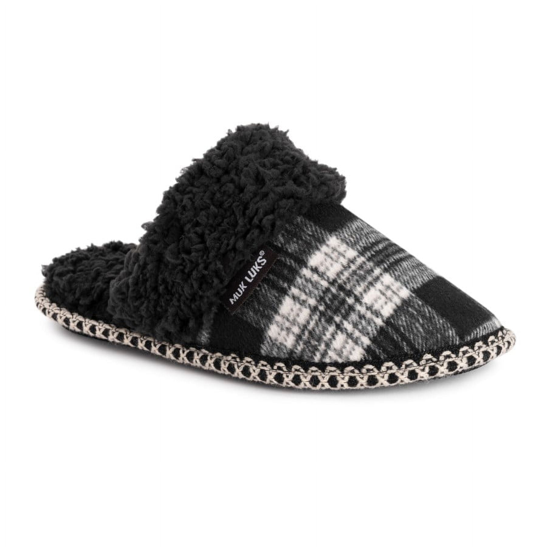 MUK LUKS Women's Frida Scuff Slippers - Black Plaid, L (9-10) - Walmart.com
