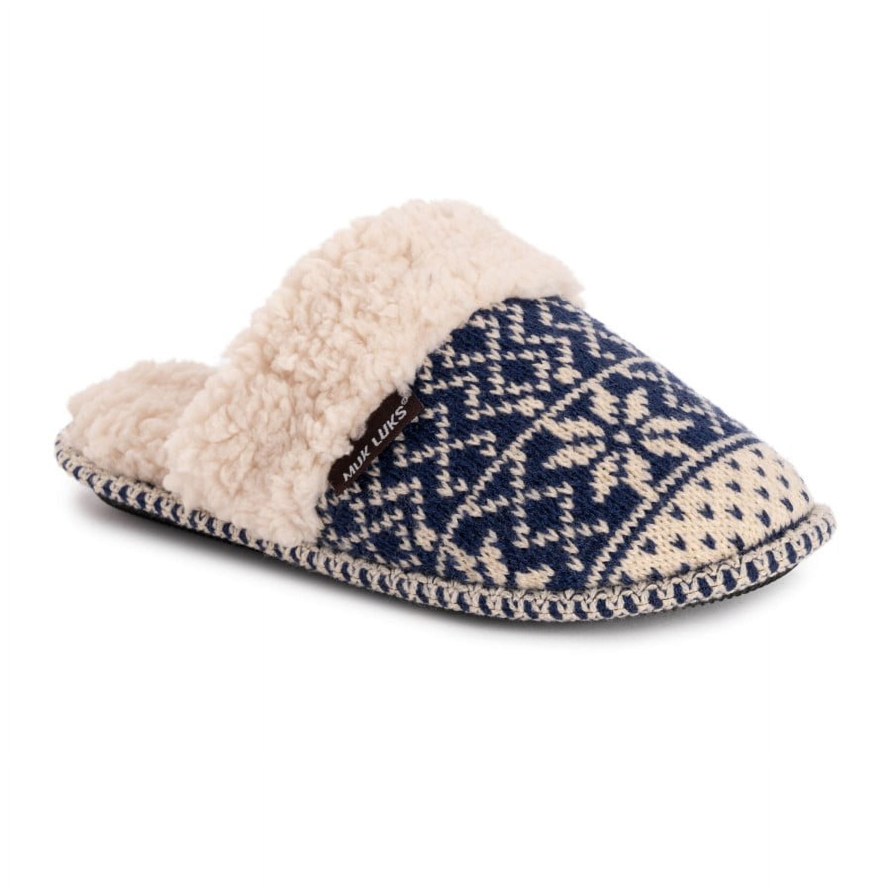 MUK LUKS Women's Frida Scuff Slippers - Blue Snowflake, S (5-6 ...