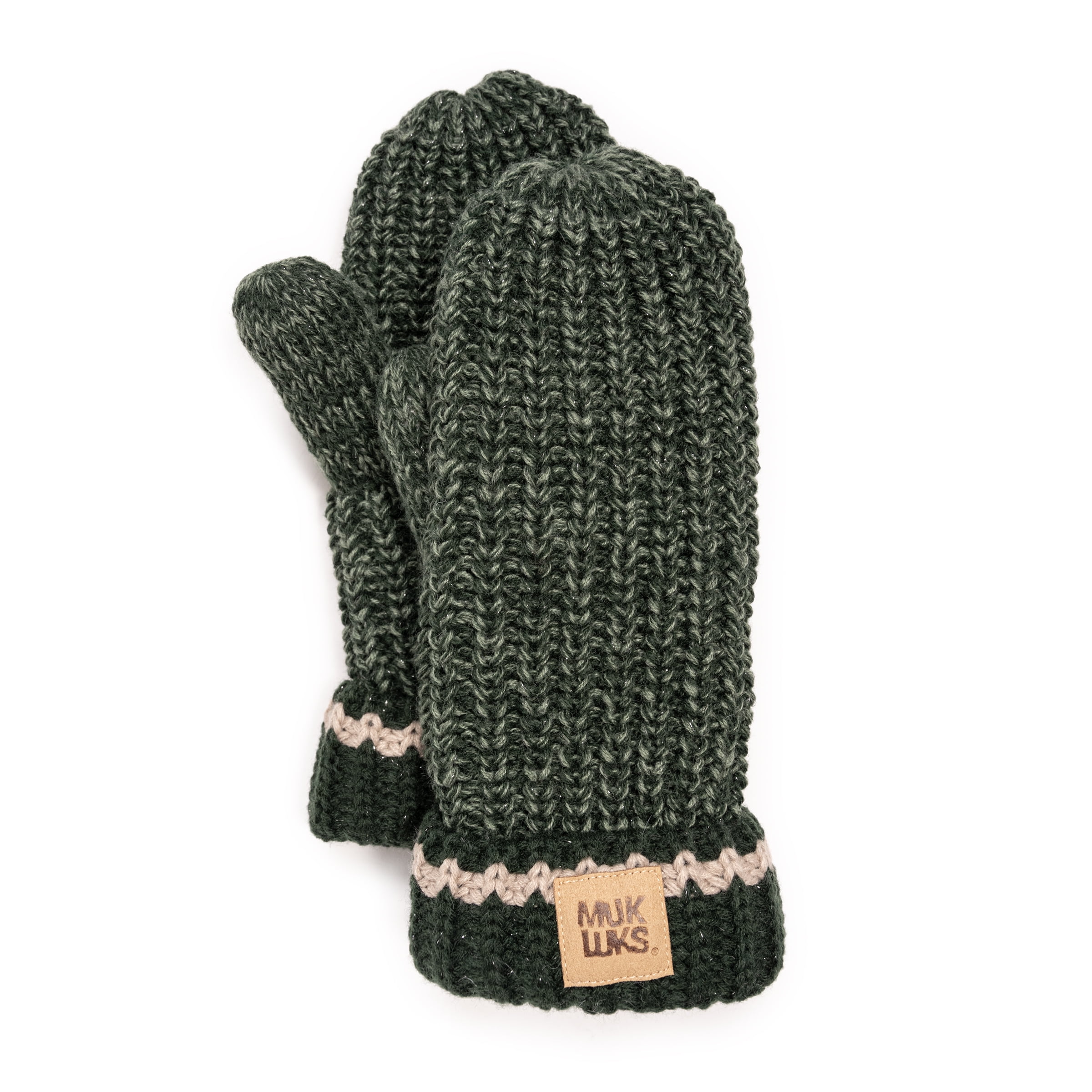 MUK LUKS Women's Marled Chunky Stitch Mittens - Walmart.com