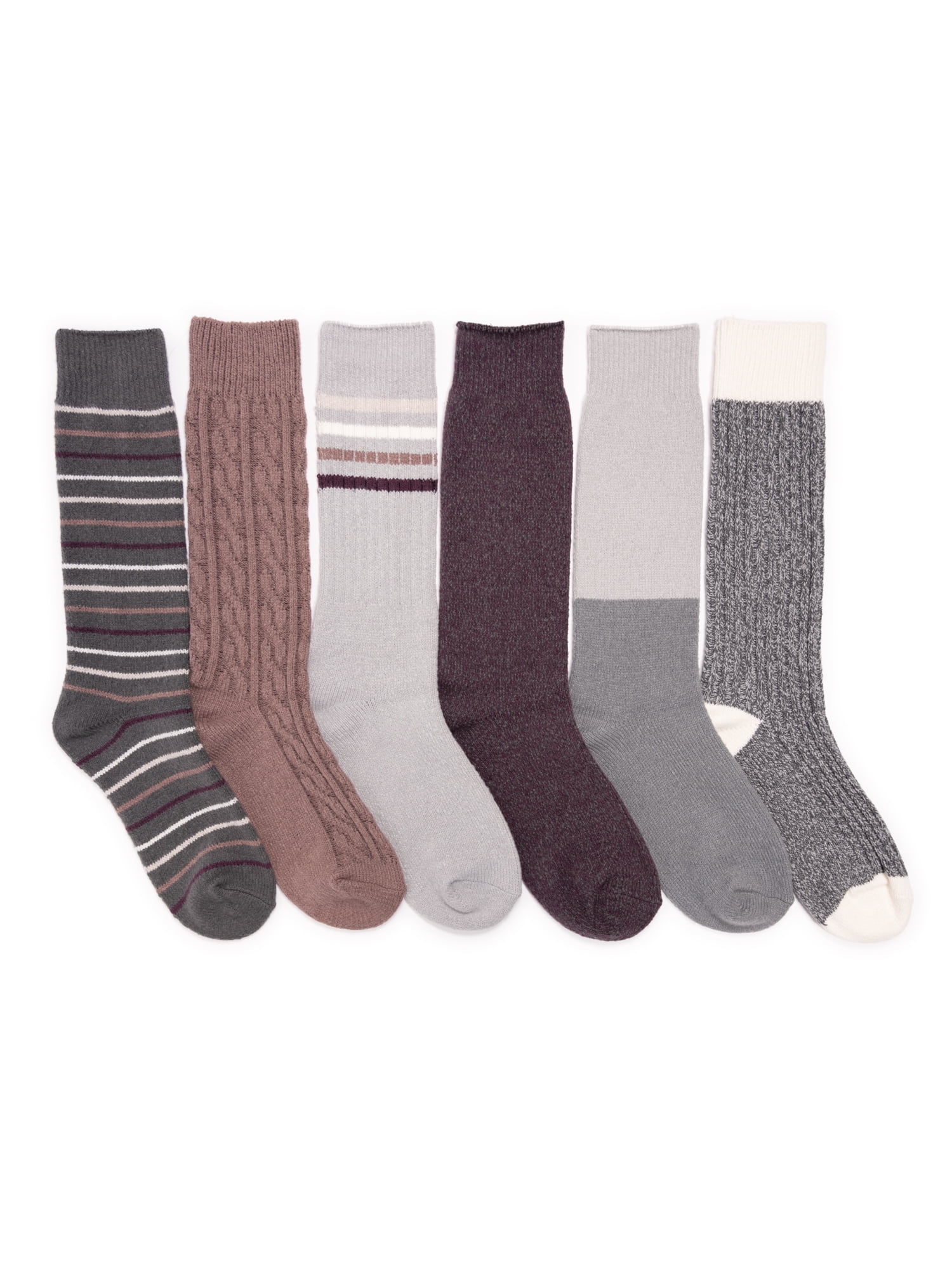 MUK LUKS Women's Mid-Calf Tall Boot Socks, 6-Pack, Fits Shoe Sizes 6-11 ...