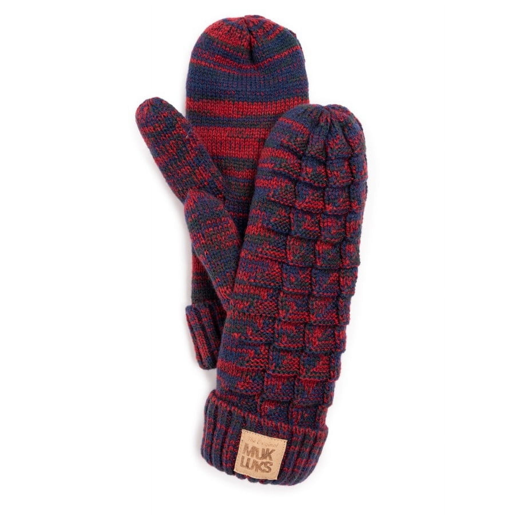 MUK LUKS Women's Patch Pom Mittens, Liberty Blue, OS - Walmart.com