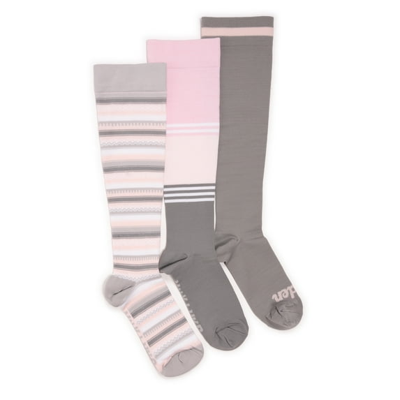 MUK LUKS Women's Knee-High Nylon Compression Socks 3-Pack, Shoe Size 6 ...