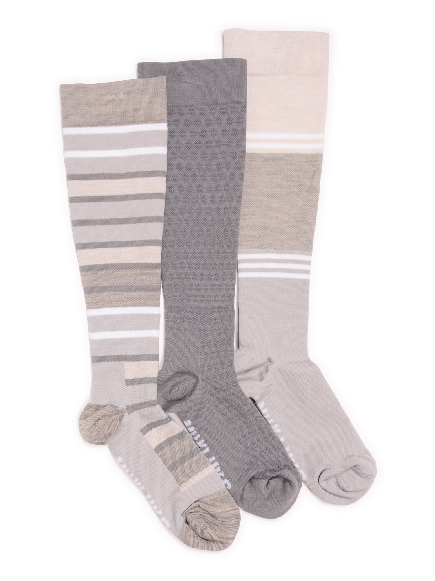 MUK LUKS Women's Regular Width Compression Nylon Knee-High Socks, 3 ...