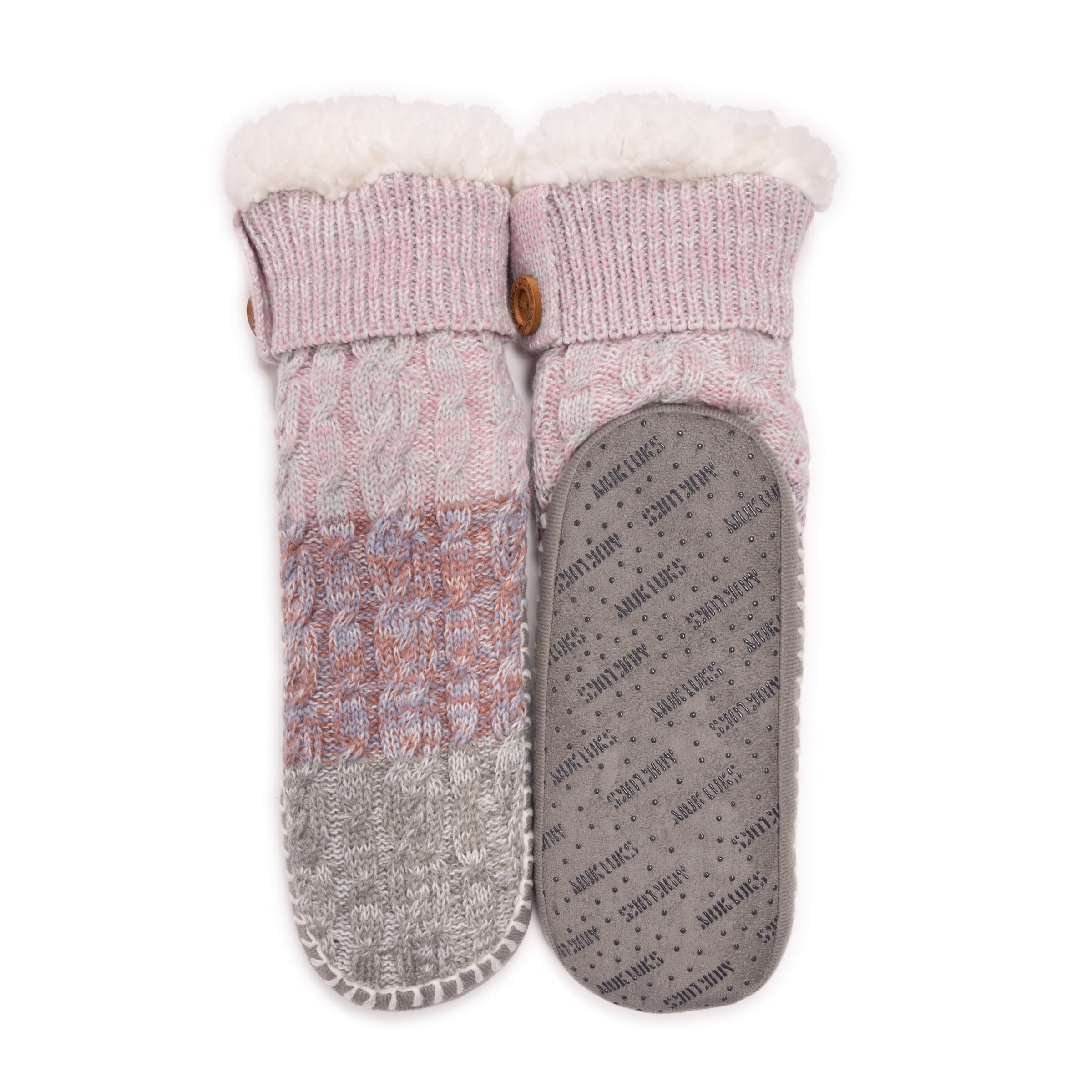 MUK LUKS Women's Short Cable Slipper Sock, 1-Pair, Sizes S/M & L/XL ...