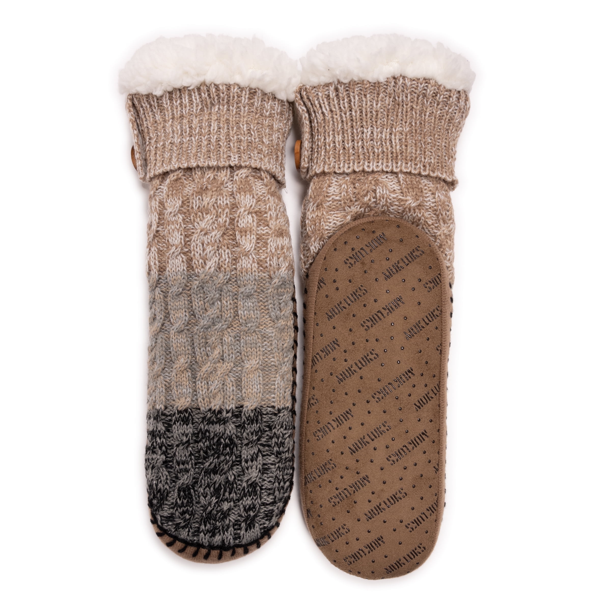 MUK LUKS Women's Short Cable Slipper Sock, 1-Pair, Sizes S/M & L/XL ...