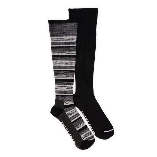 MUK LUKS Women's Wide Compression Knee-High Cotton Socks 2-Pack Shoe ...