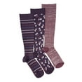 MUK LUKS Women's Wide Width Compression Nylon Knee-High Socks, 3-Pack ...