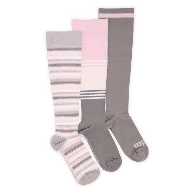 MUK LUKS Women's Wide Width Compression Nylon Knee-High Socks, 3-Pack ...