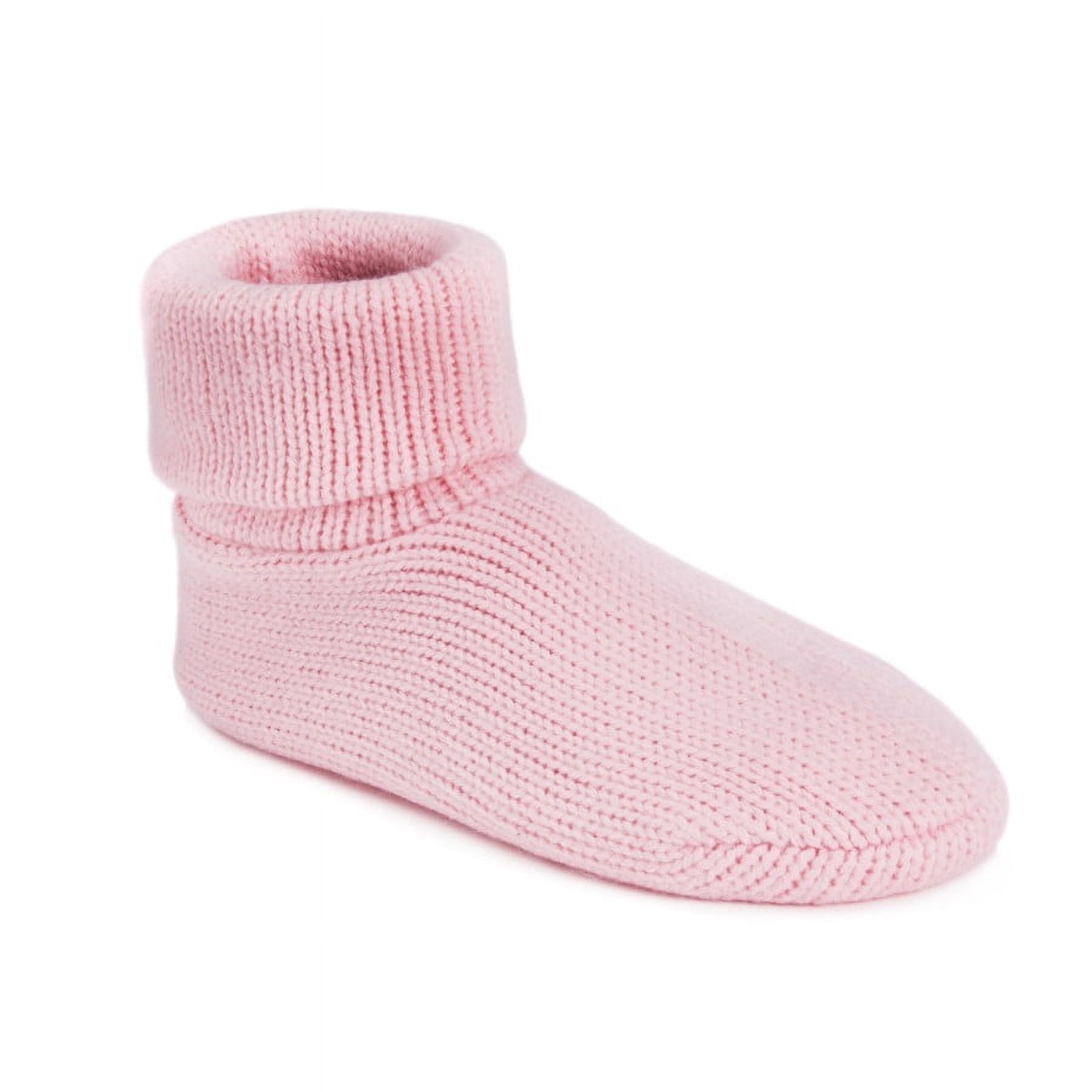 MUK LUKS Women's Soft Cozy Knit Cuffed Slipper Socks, Pale Pink ...