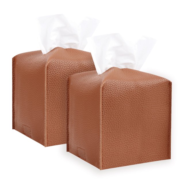 MUKA 2 Pack 5-Inch Square PU Leather Tissue Box Holder Tissue Box ...