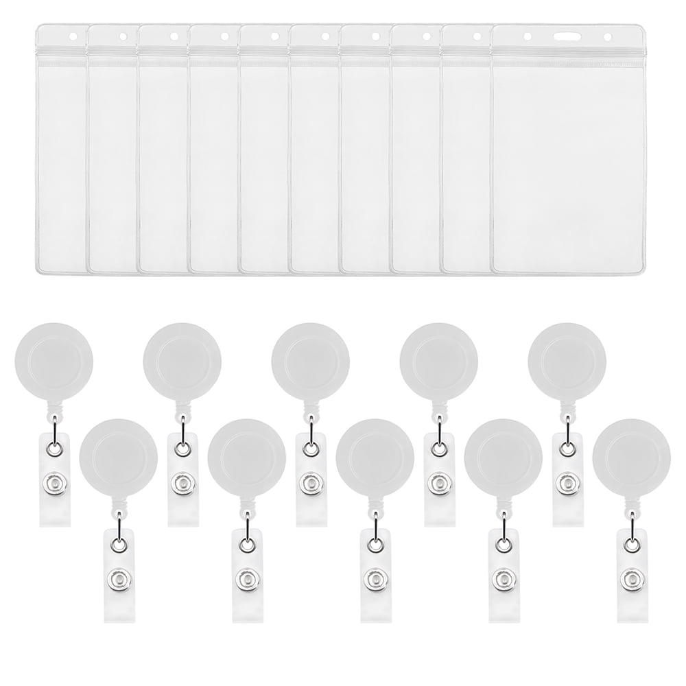 MUKA 50 Pack Solid Color Retracting Badge Reel with Horizontal Vinyl ID ...
