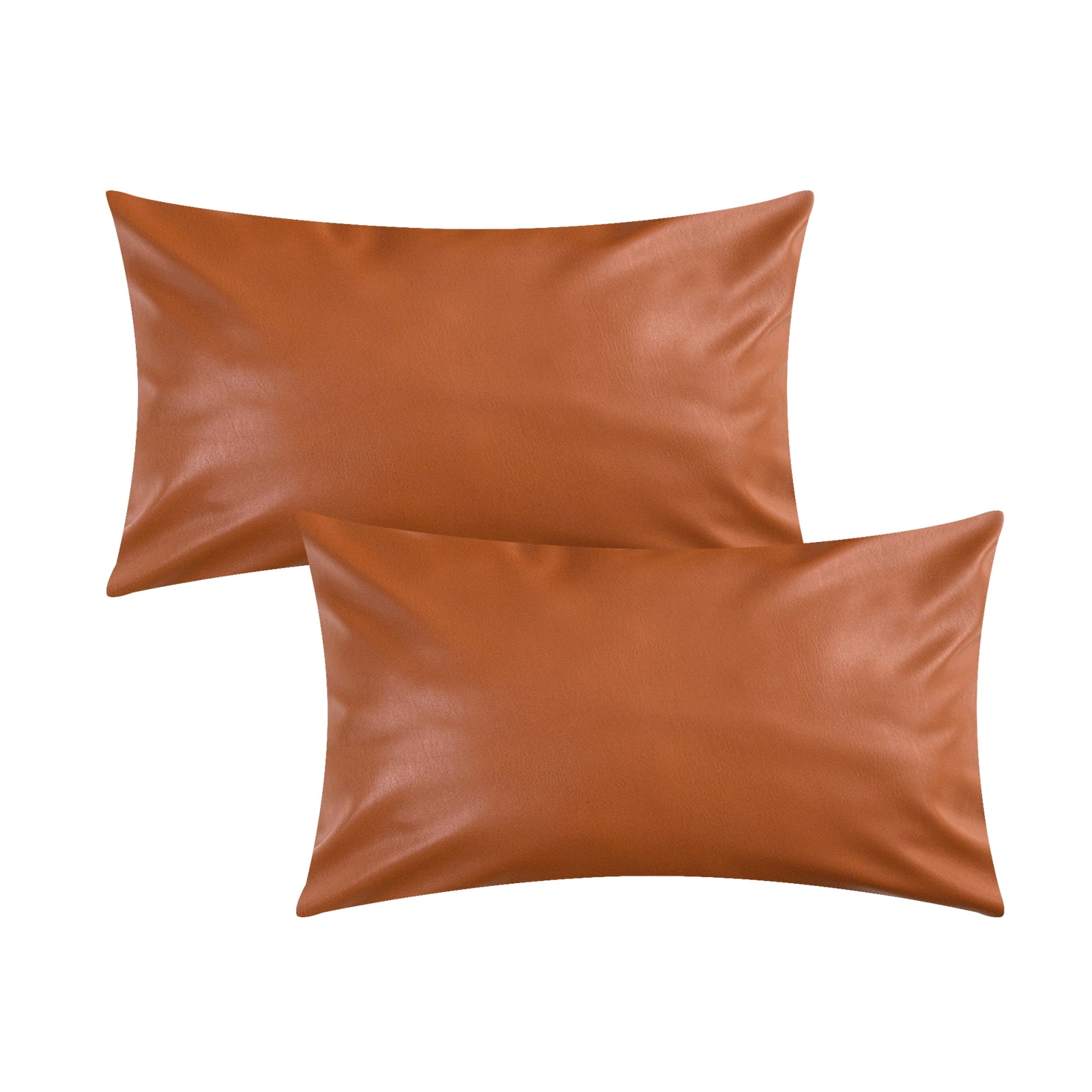 MUKA Pack of 2 Faux Leather Throw Pillow Covers, Hand Stitched Leather ...