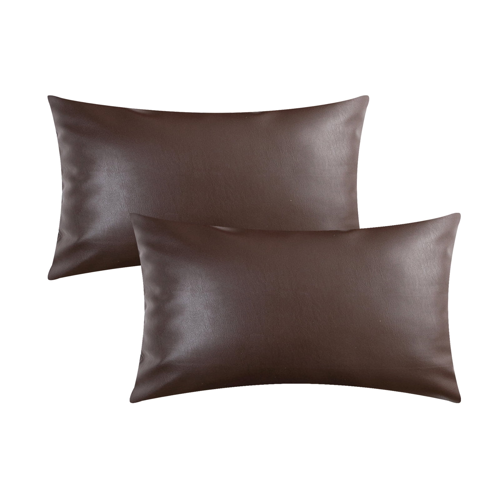 MUKA Pack of 2 Faux Leather Throw Pillow Covers, Hand Stitched Leather ...