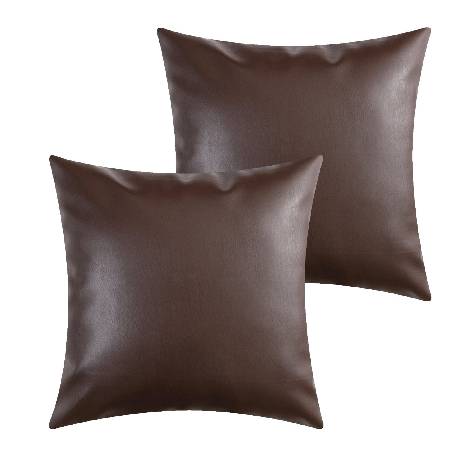 MUKA Pack of 2 Faux Leather Throw Pillow Covers, Hand Stitched Leather ...