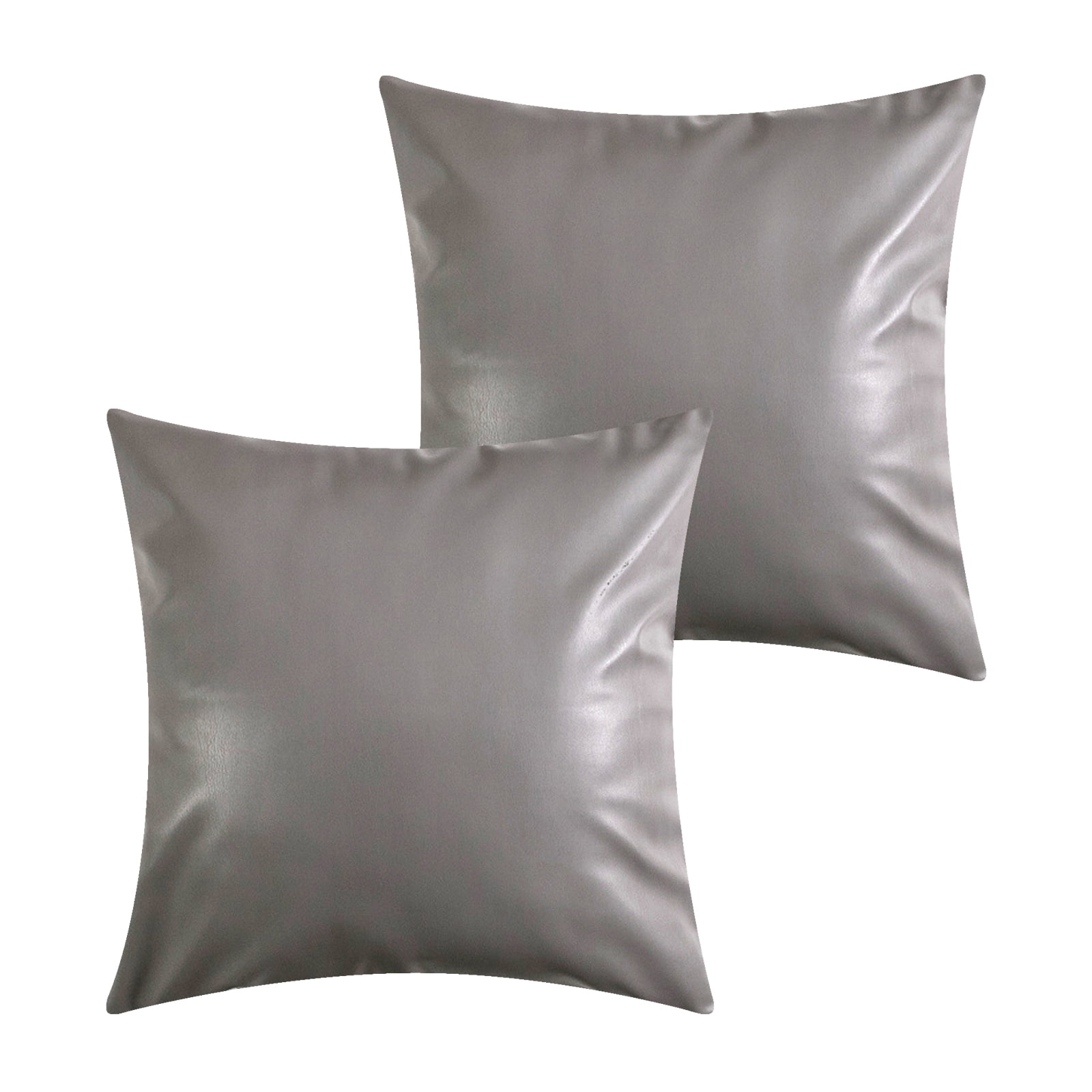 MUKA Pack of 2 Faux Leather Throw Pillow Covers, Hand Stitched Leather ...