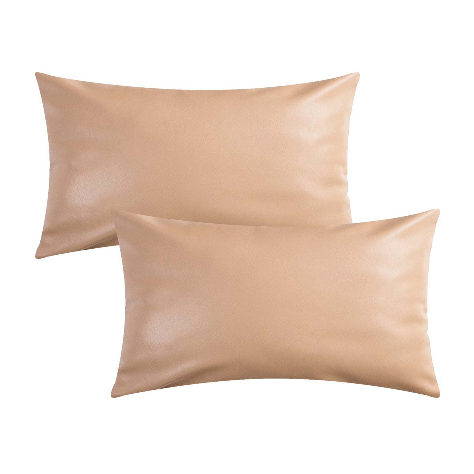MUKA Pack of 2 Faux Leather Throw Pillow Covers, Hand Stitched Leather ...