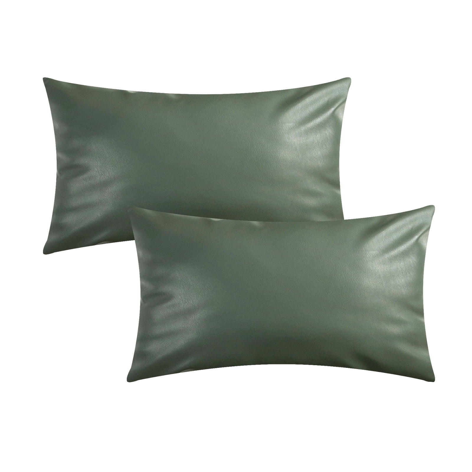 MUKA Pack of 2 Faux Leather Throw Pillow Covers, Hand Stitched Leather ...