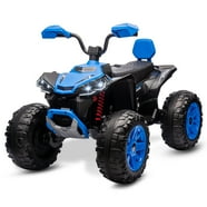 TOBBI 6V Kids ATV Quad Car, 4 Wheeler Toy with LED Headlight, Horn, Speed Indicator, Blue ...