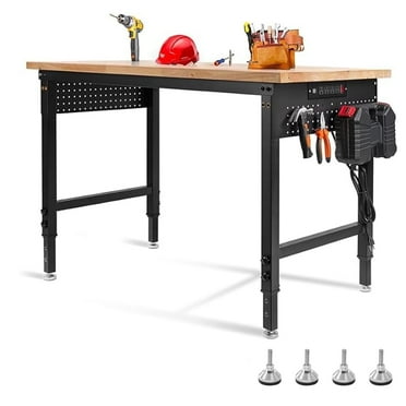 48'' Adjustable Workbench with Power Outlet, 2000 Lbs Capacity Work ...