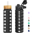 MUKOKO 24oz Glass Water Bottle, Reusable Glass Bottle with Silicone ...