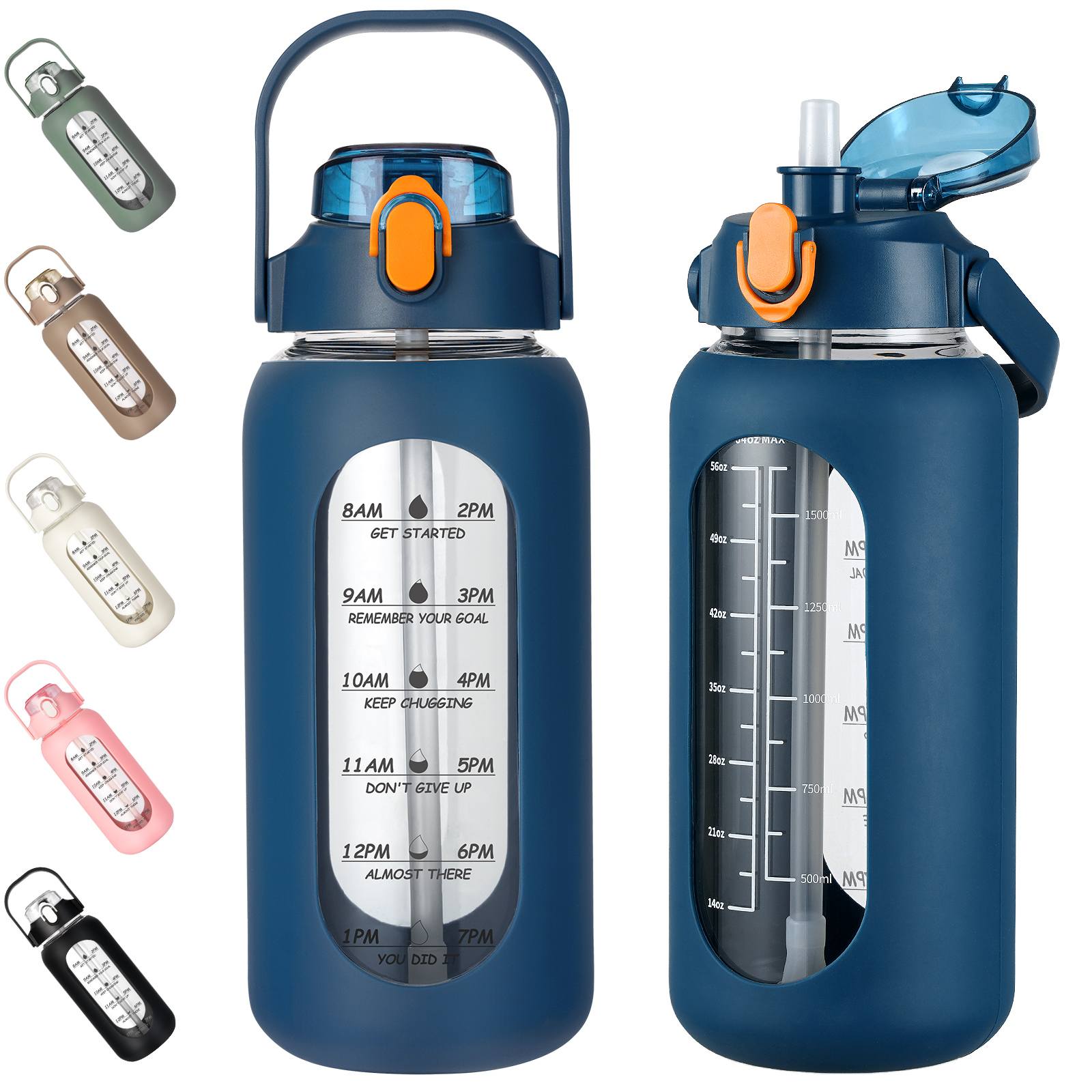 1 Gallon Water Bottles,128 oz Motivational Time Marked Water Bottle ...