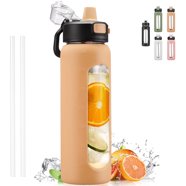 Mainstays 32 fl oz Rich Black Solid Print Plastic Water Bottle with 2 ...