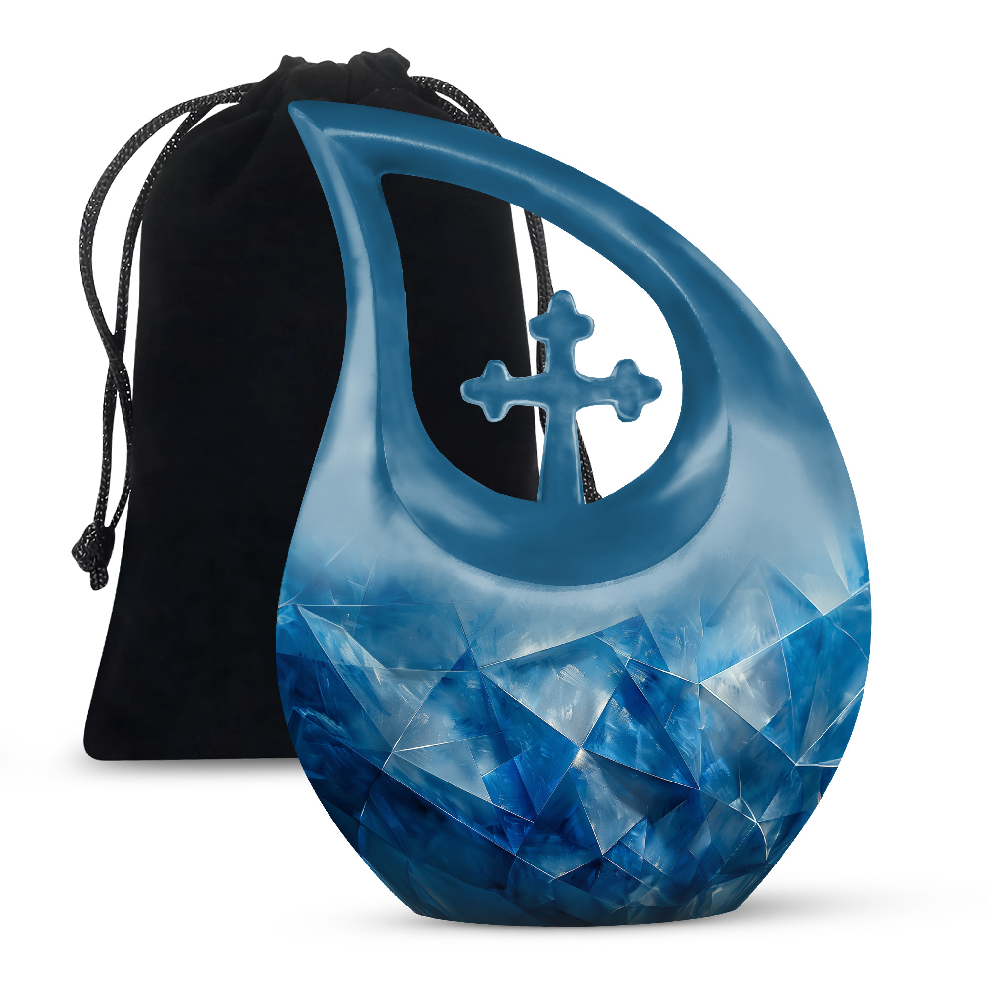 MUKTIVE Abstract Burial Urn for Male and Women with Velvet Bag - Blue ...