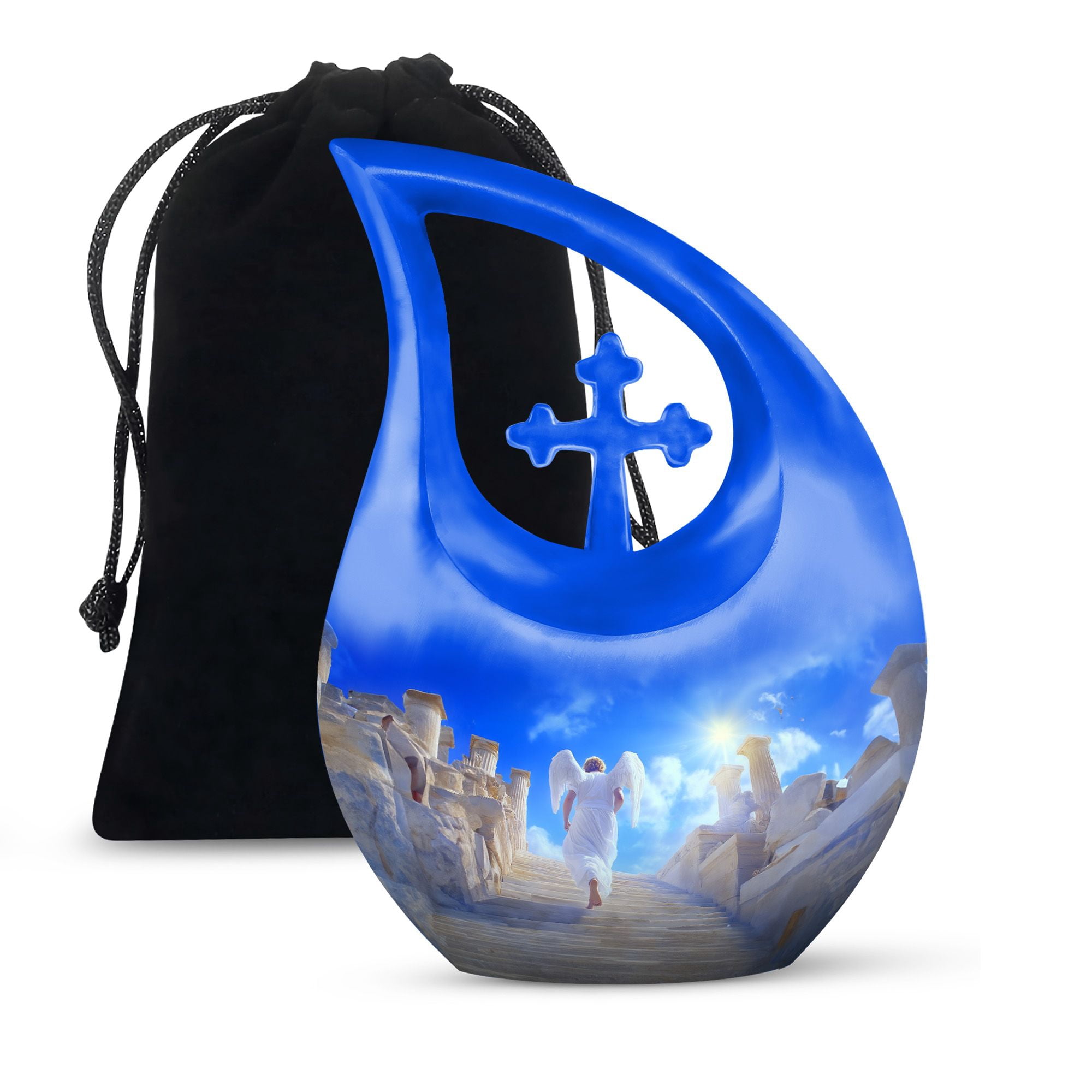 MUKTIVE Angel Memorial Burial Urns for Ahesh Adult Male & Female - Blue ...