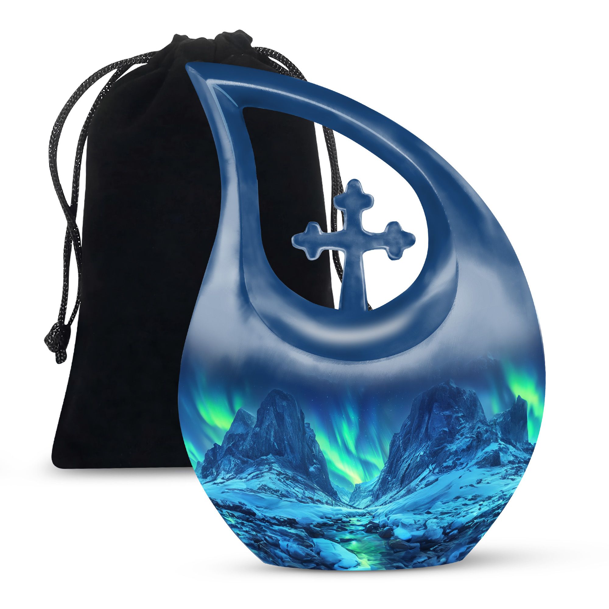 MUKTIVE Aurora Borealis Cremation Urn for Ashes Adult Male - Cross Drop ...