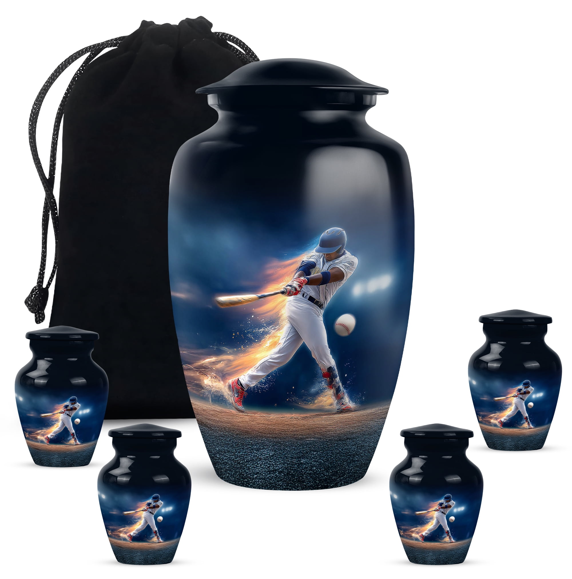 MUKTIVE Baseball Urns for Human Ashes Adult Female, Memorial Blue Urns ...