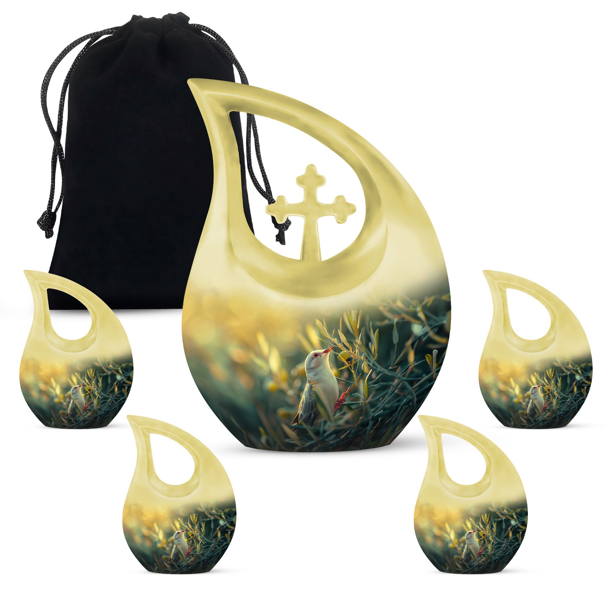 MUKTIVE Bird Cremation Urns for Human Ashes, Combo Sets Burial Yellow ...