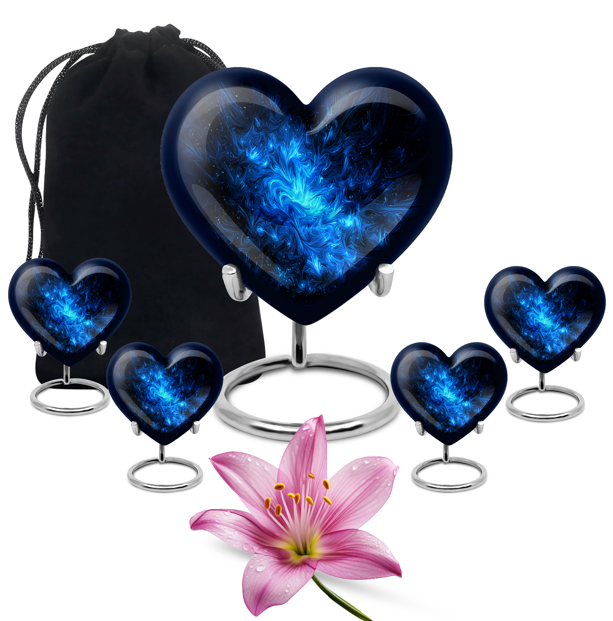 MUKTIVE Blue Abstract Funeral Urns for Adult Male - Burial Combo Heart ...