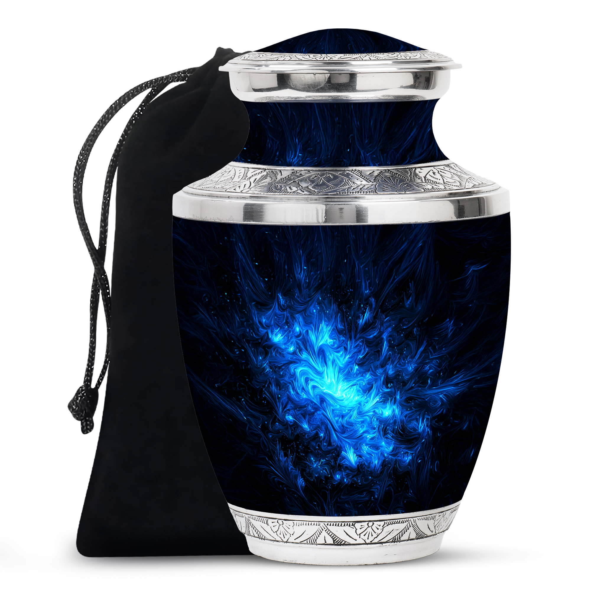 MUKTIVE Blue Abstract Memorial Urns for Adult Male - Large Funeral Urn ...